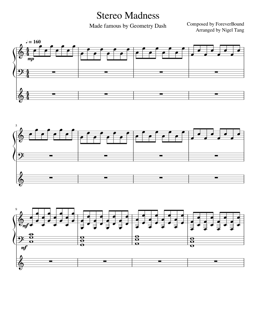 Stereo Madness Sheet Music for Piano (Percussion Duet) | MuseScore.com