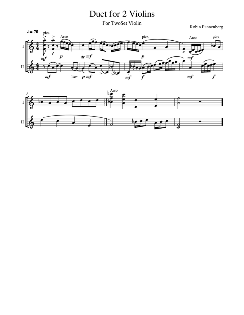 Duet for 2 Violins Sheet music for Violin (String Duet) | Musescore.com