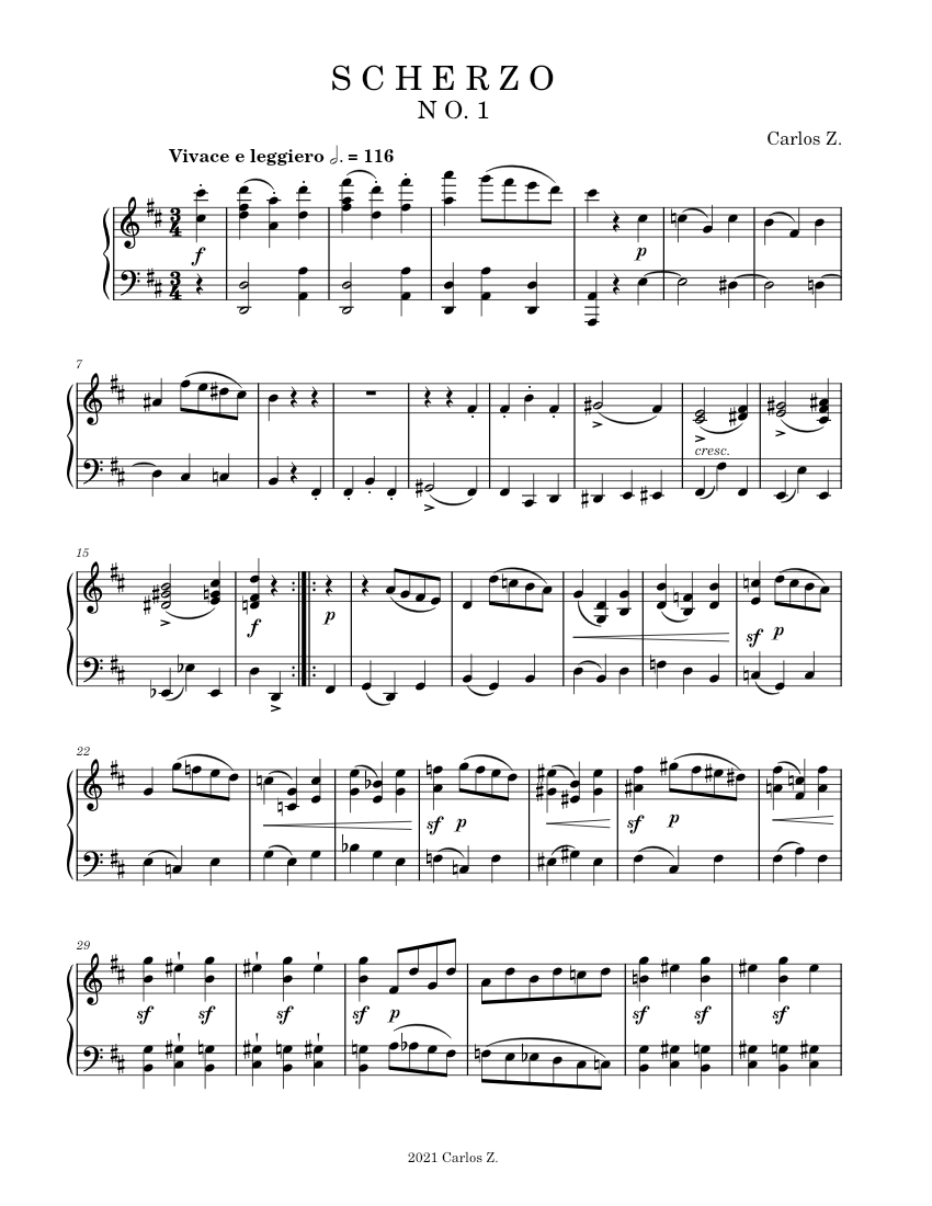Scherzo No. 1 in D major - Carlos Z. Sheet music for Piano (Solo ...