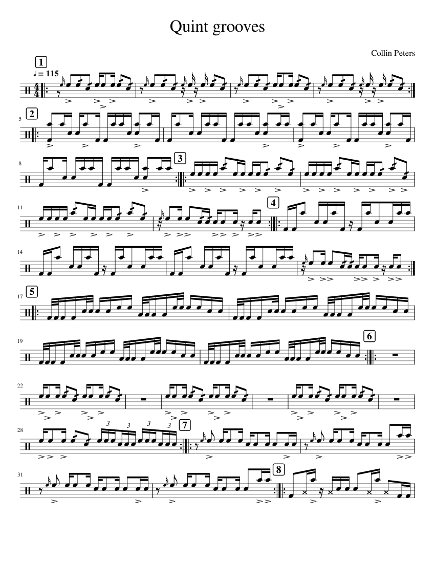 Quint grooves Sheet Music for Tenor drum (Solo) | MuseScore.com