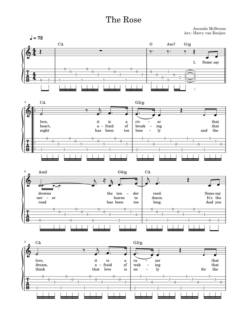 The Rose – Bette Midler/Amanda McBroom (GUITAR fingerstyle ...