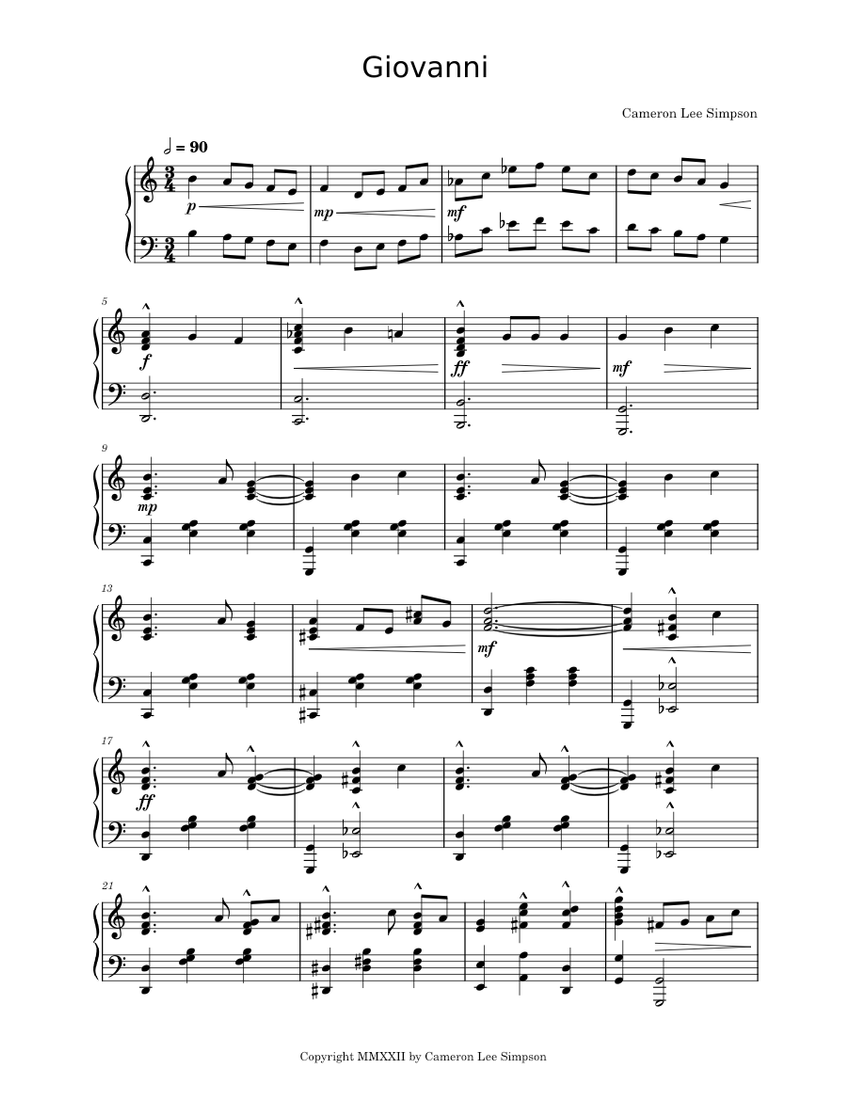 Giovanni Sheet music for Piano (Solo) | Musescore.com