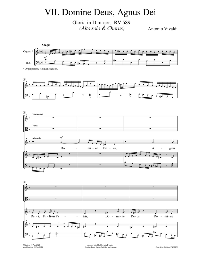 Gloria in D major, RV 589, VII - Domine Deus Agnus Dei – Antonio ...