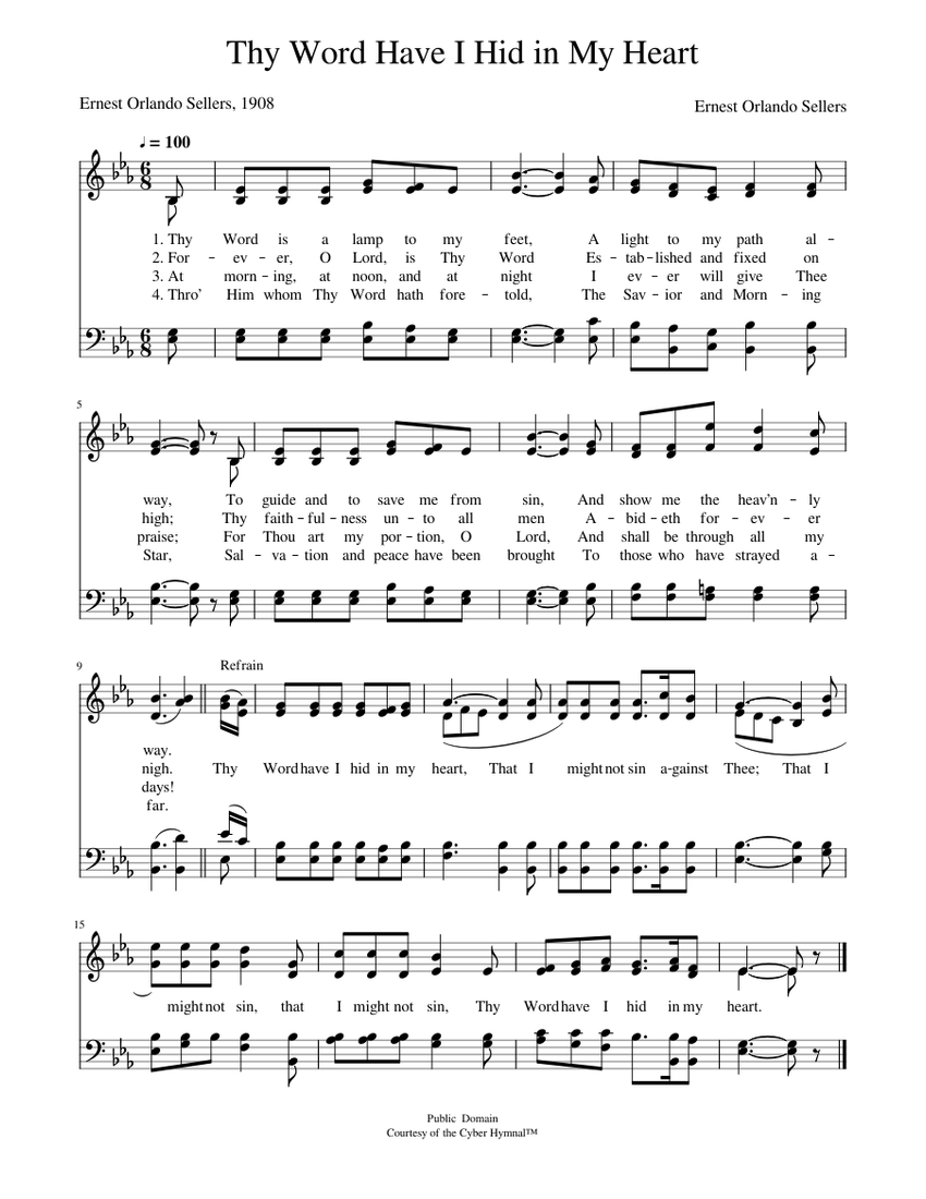 Thy word have i hid in my heart (sellers) - Ernest O. Sellers Sheet ...