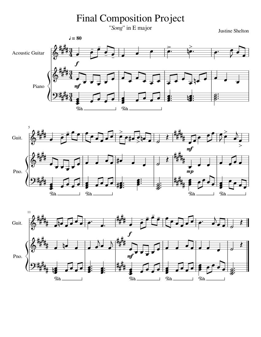 Final Comp Project Sheet music for Piano, Guitar (Mixed Duet ...