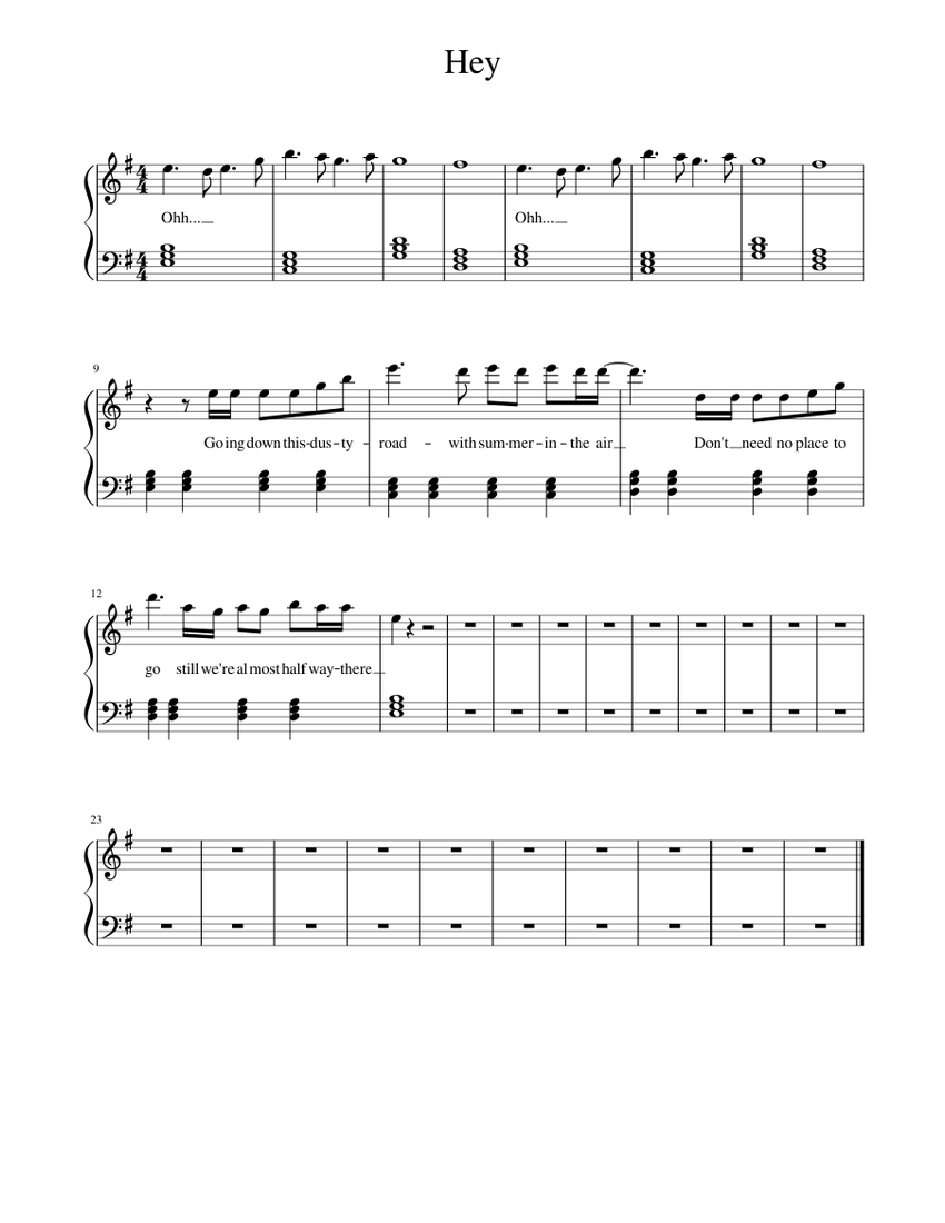 Hey Sheet music for Piano (Solo) Easy | Musescore.com