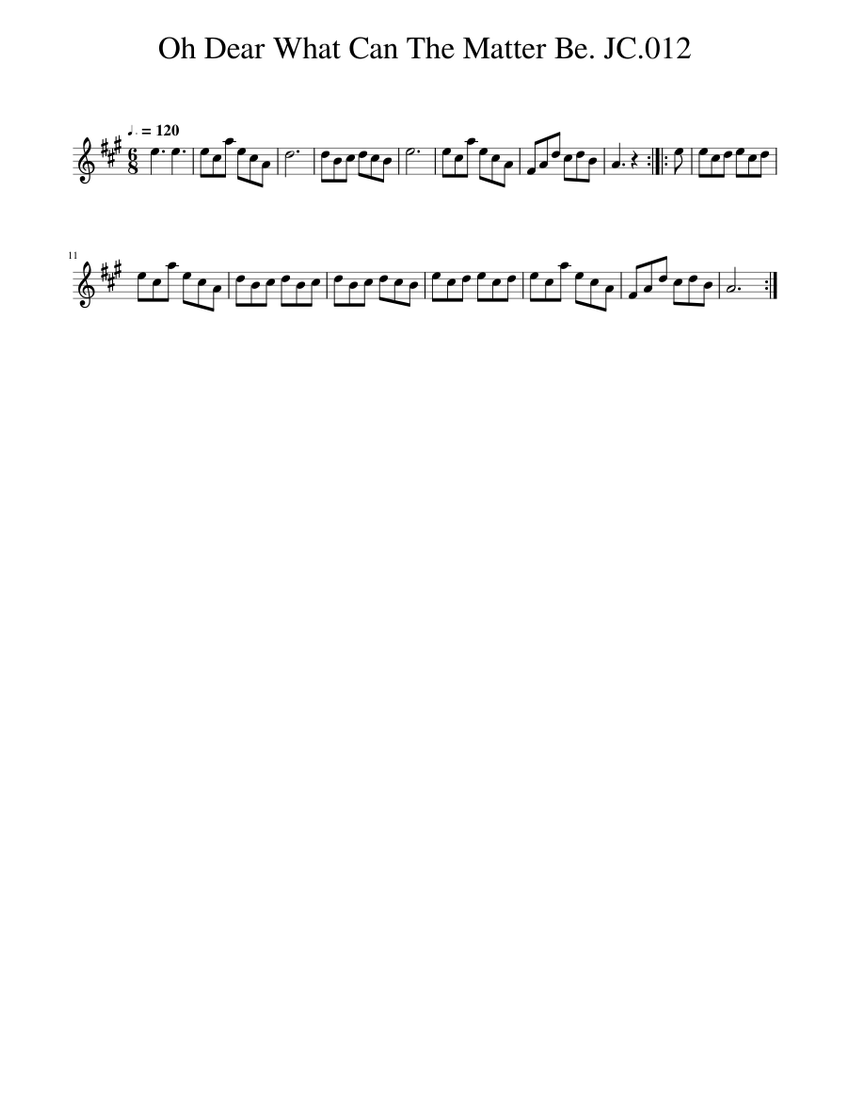 Oh Dear What Can The Matter Be. JC.012 Sheet music for Piano (Solo ...