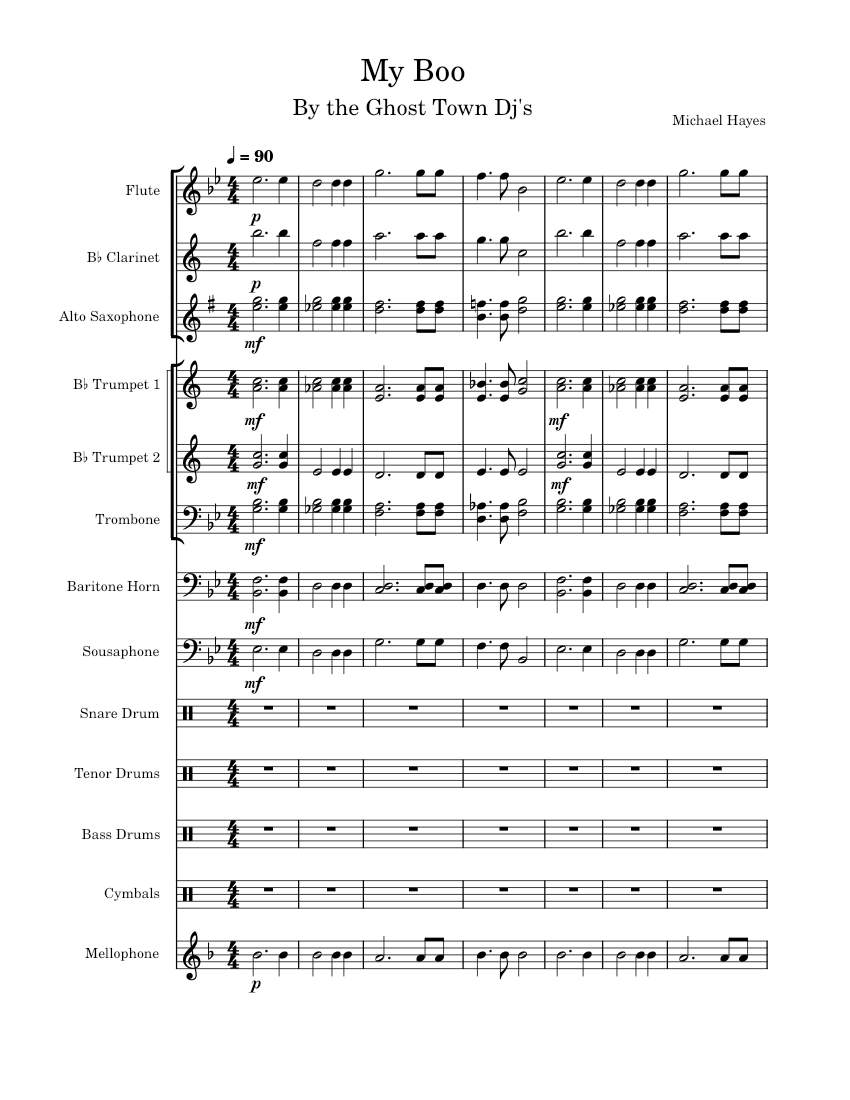 My Boo - Ghost Town DJ's Sheet Music for Trombone, Mellophone, Flute ...