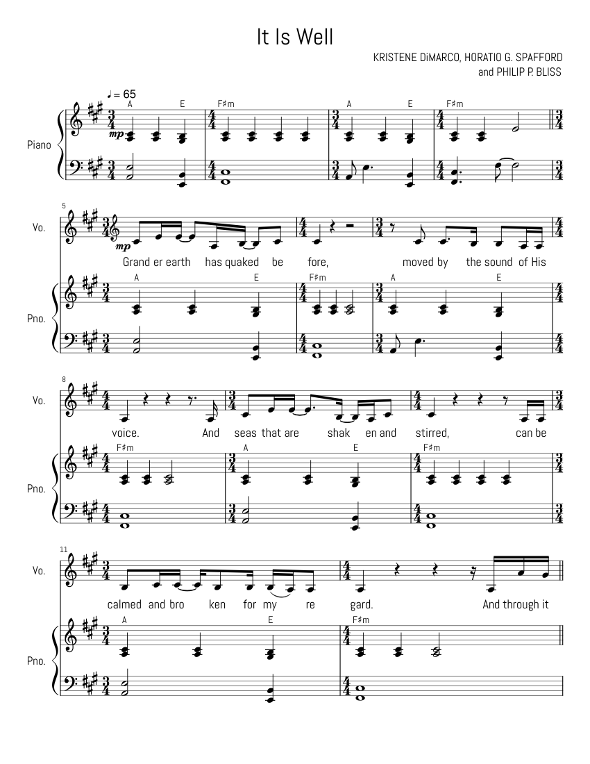 It Is Well Sheet Music for Piano, Vocals (Mixed Trio) | MuseScore.com