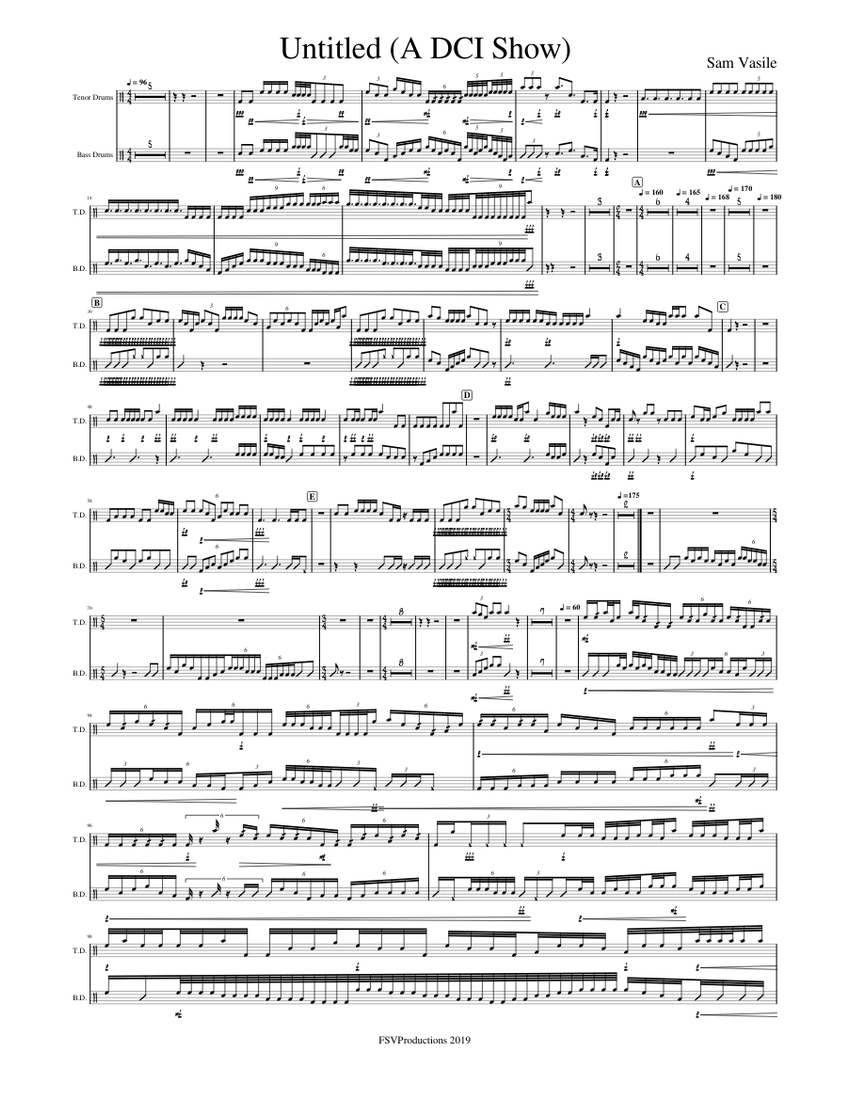 Untitled (A DCI Show) - Bass and Tenor Drums Sheet music for Tenor drum ...