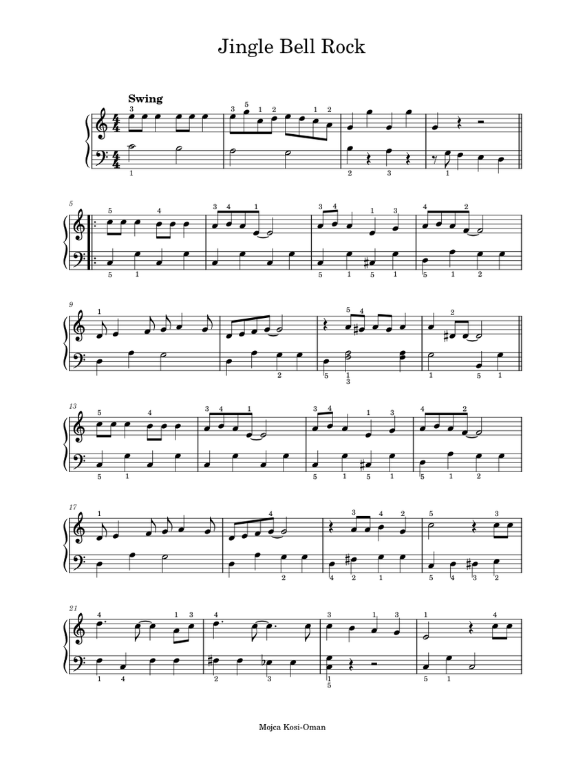 Jingle bell rock – Misc Christmas Sheet music for Piano (Solo) Easy ...