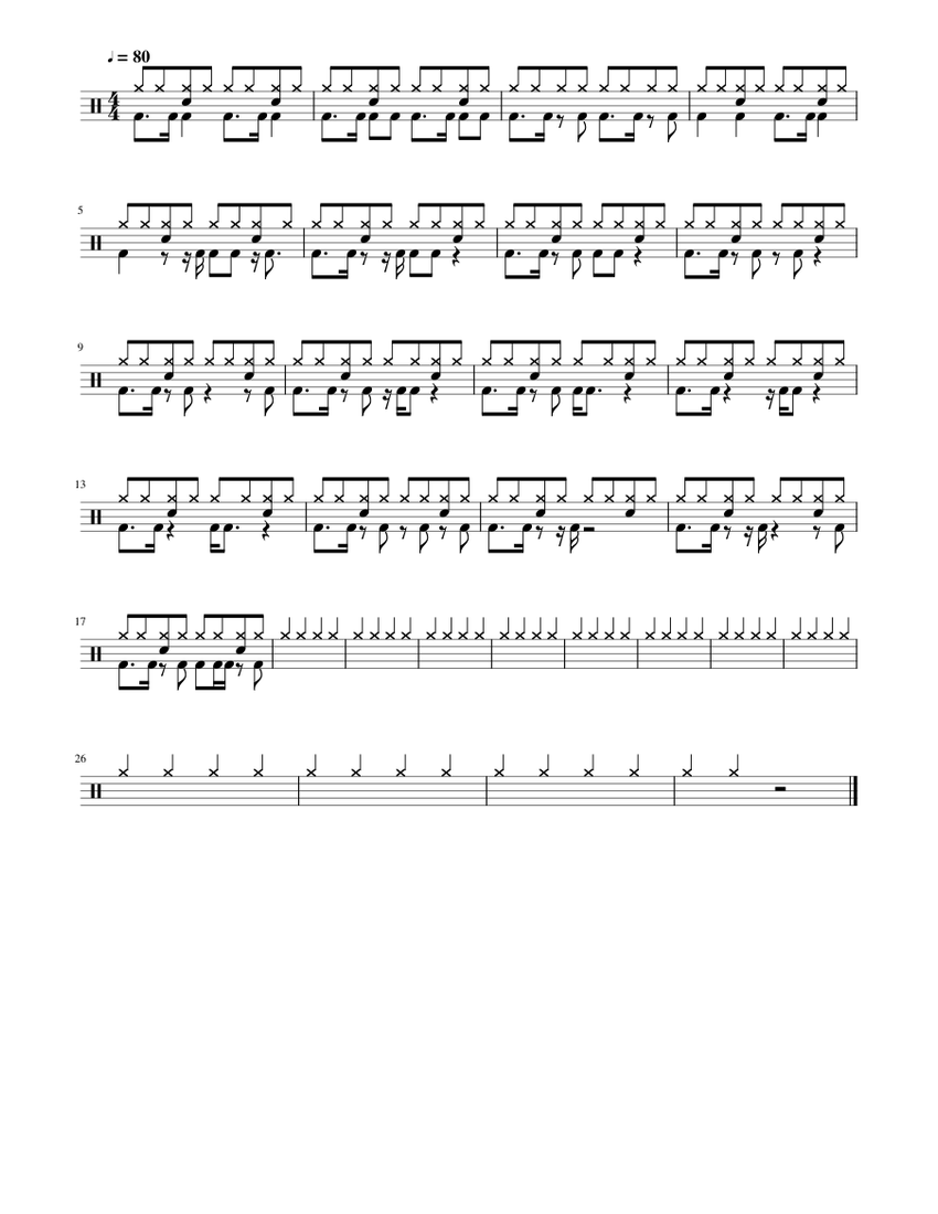 16th Note Drum Fills Practice Sheet Music for Drum group (Solo ...