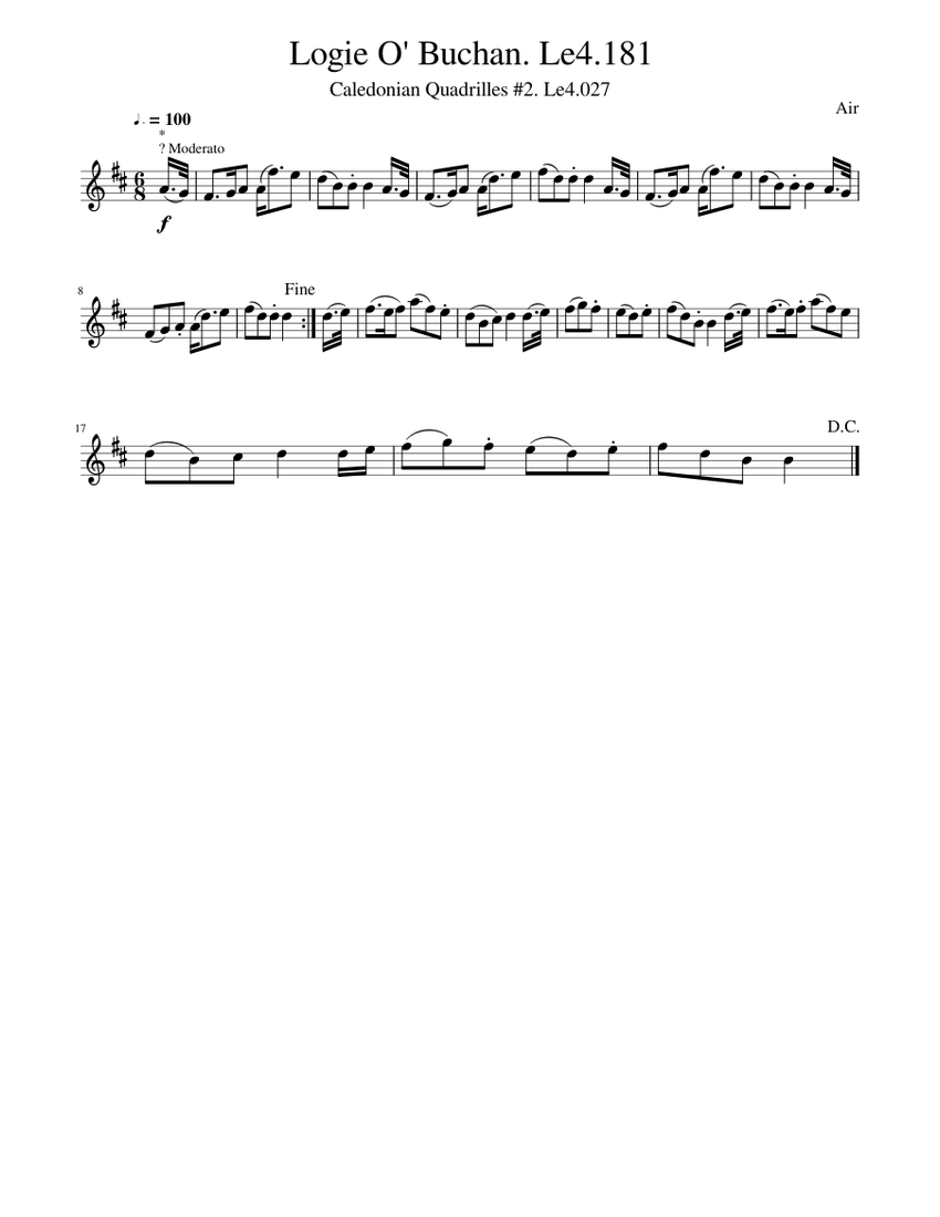 Air - Logie O' Buchan. Le4.181 Sheet music for Piano (Solo) | Musescore.com