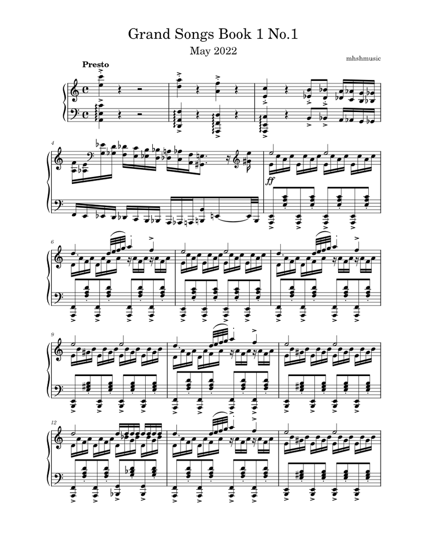 Grand Songs Book 1 No.1 Sheet music for Piano (Solo) | Musescore.com