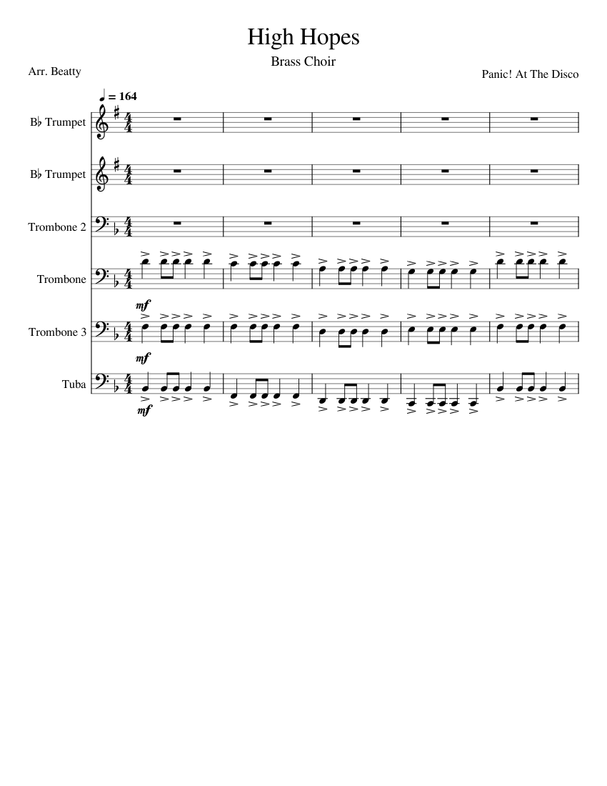 High hopes Brass ensemble – Panic! At the Disco High Hopes - Brass ...