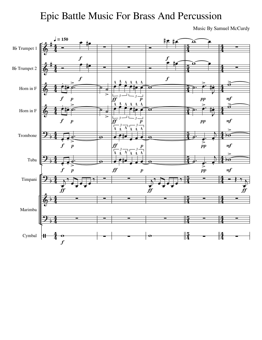 Epic Battle Music For Brass And Percussion | Finished Sheet music for ...