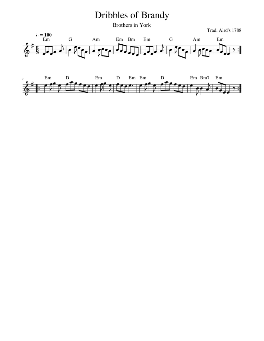 Traditional music - Dribbles of Brandy Sheet music for Piano (Solo ...