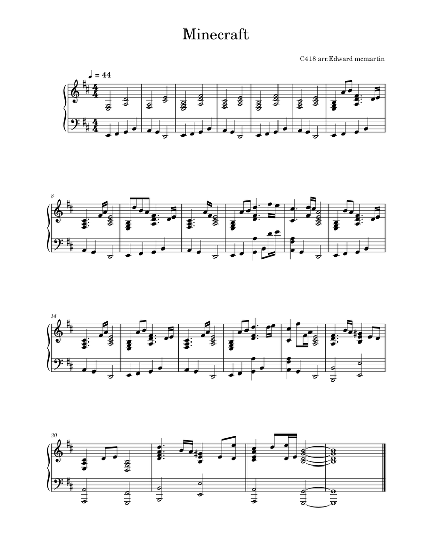 Minecraft – C418 Minecraft Sheet music for Piano (Solo) Easy ...