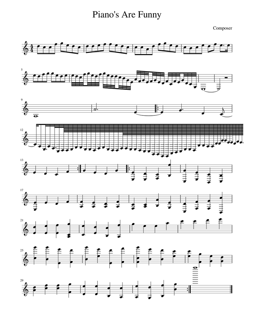 Piano's Are Funny Sheet music for Piano (Solo) Easy | Musescore.com