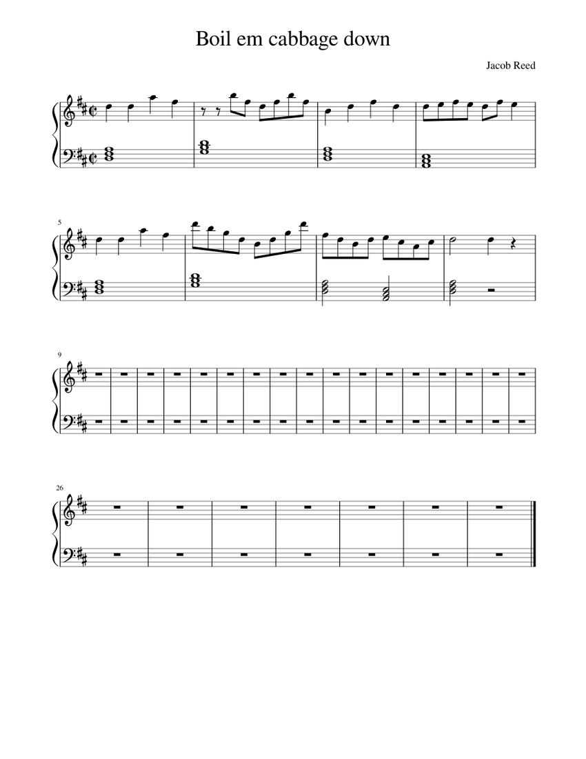 Boil em cabbage down Sheet music for Piano (Solo) Easy | Musescore.com