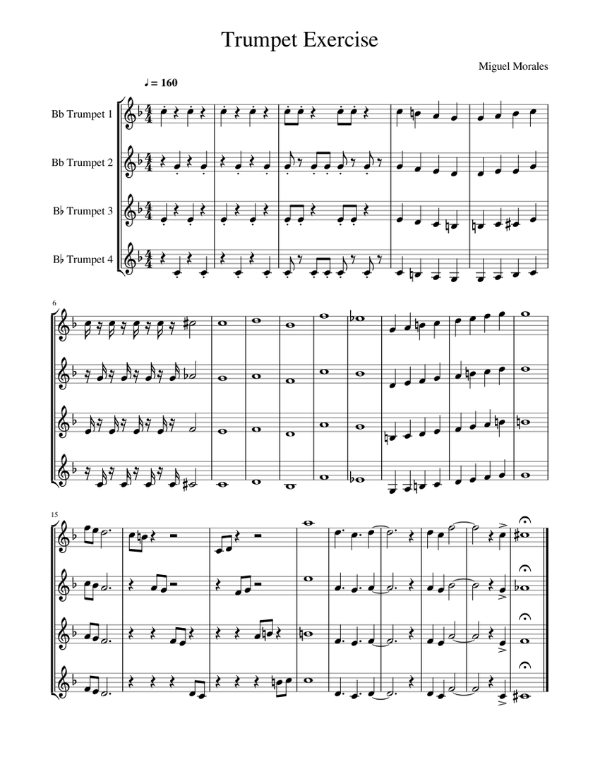 Trumpet Exercise Sheet music for Trumpet in b-flat (Mixed Quartet ...