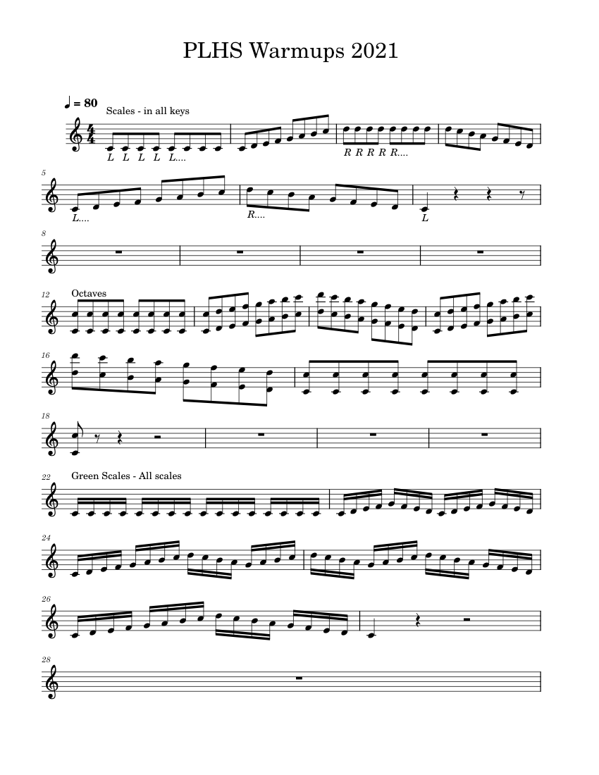 PLHS_Warmups_2021 Sheet music for Xylophone (Percussion Ensemble ...