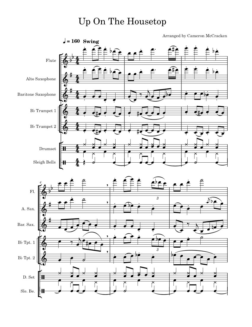 Up On The Housetop | Small Pep Band Sheet music for Flute, Saxophone ...