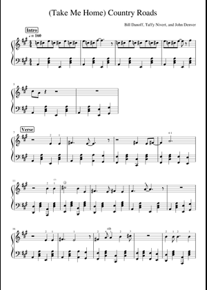 Play Official version of Take Me Home, Country Roads sheet music by ...