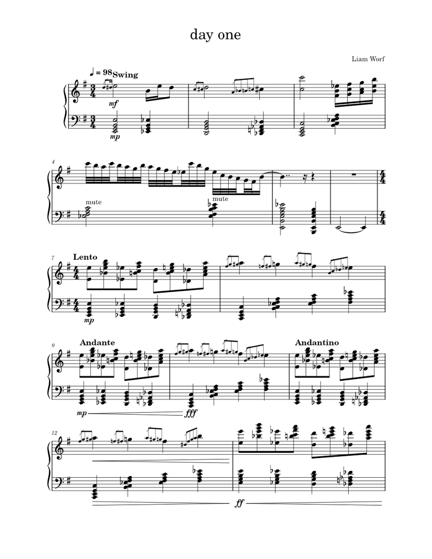 day_one Sheet music for Piano (Solo) | Musescore.com
