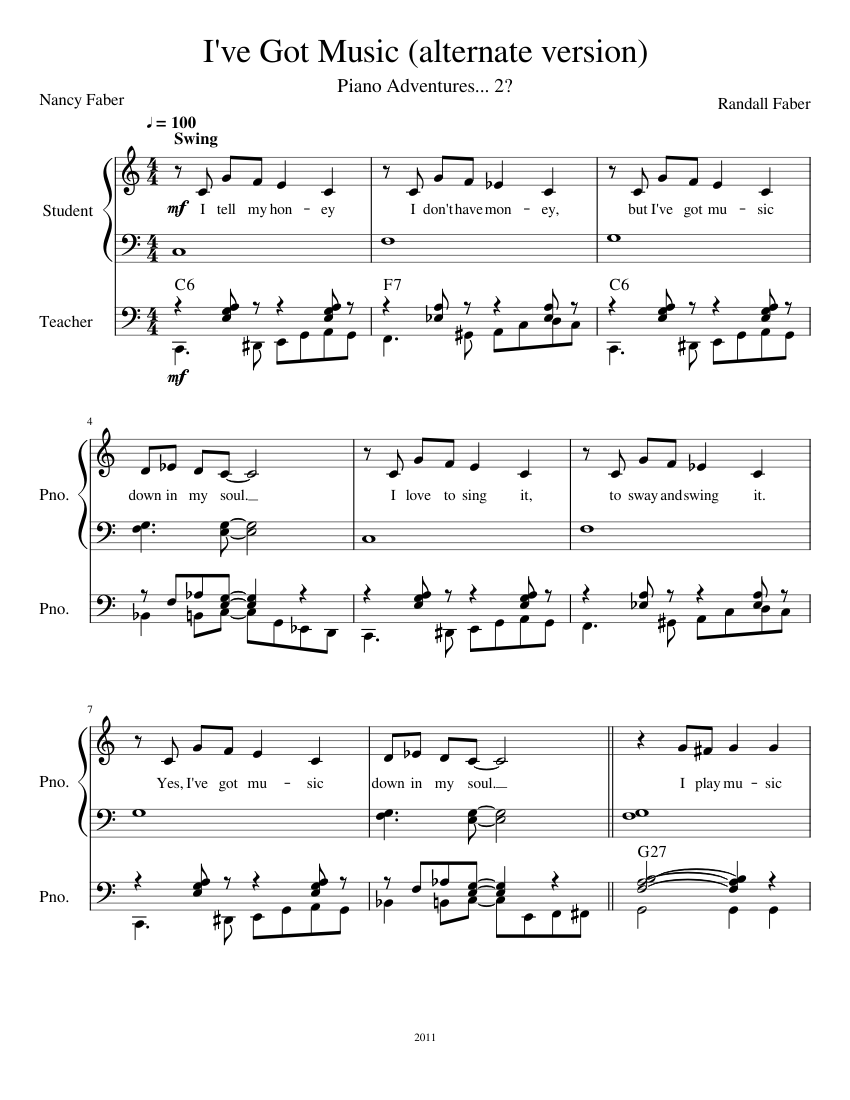 I've Got Music (alternate version) Sheet Music with Chords for Piano ...