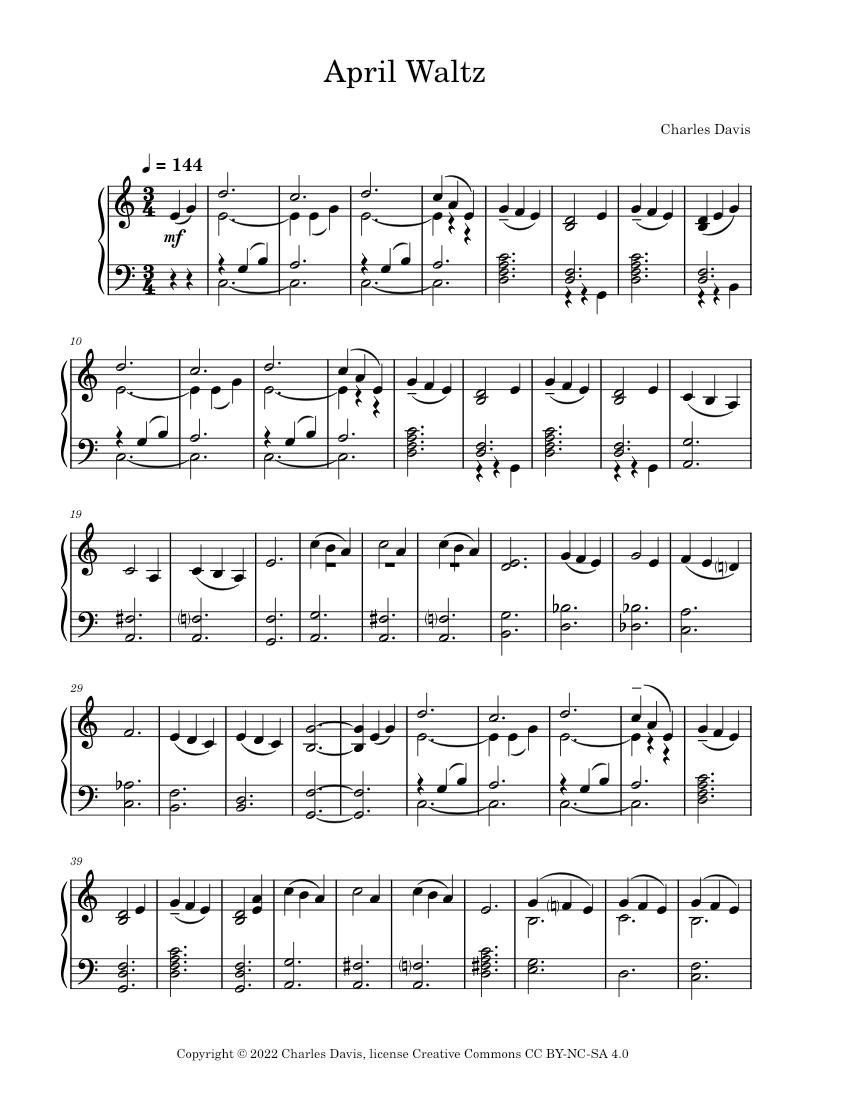 April Waltz Sheet Music for Piano (Solo) Easy | MuseScore.com
