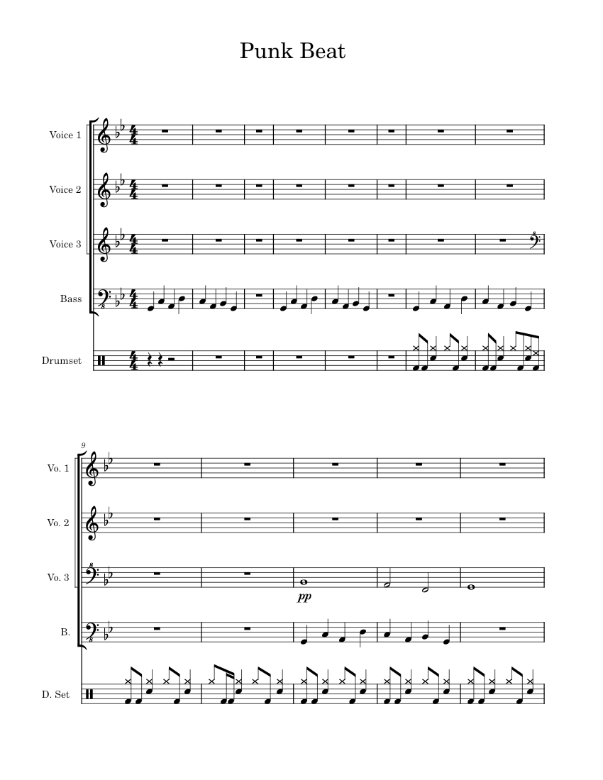 Trance Bop Sheet Music for Bass voice, Vocals, Drum group (Mixed ...