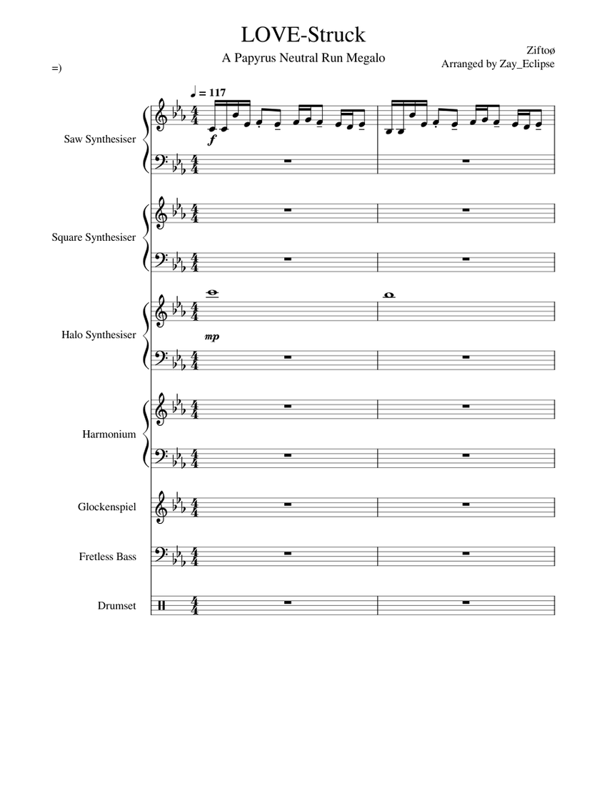 Underswap - LOVE-Struck (Neutral Run/Route) – Ziftoø Sheet music for ...