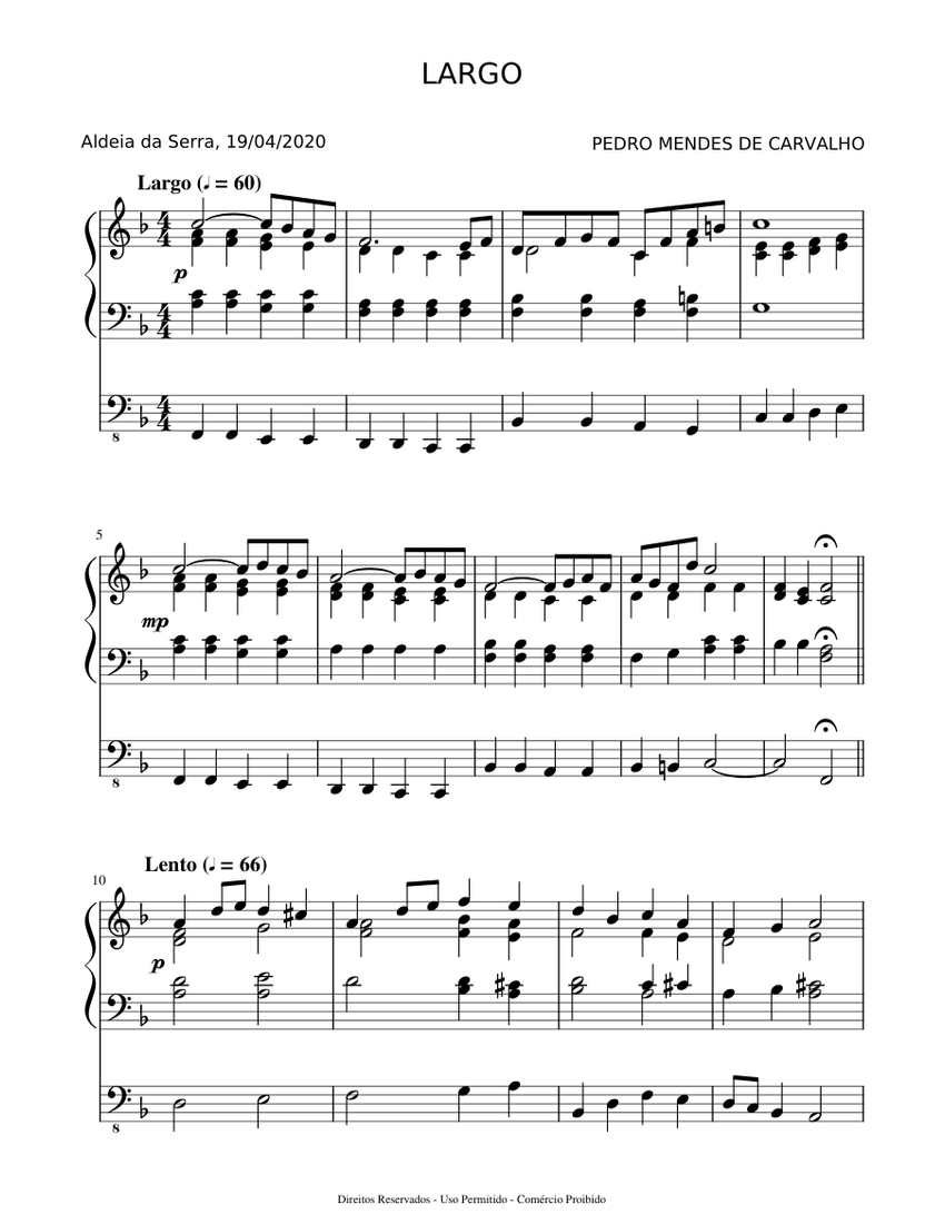 LARGO Sheet music for Organ (Solo) | Musescore.com