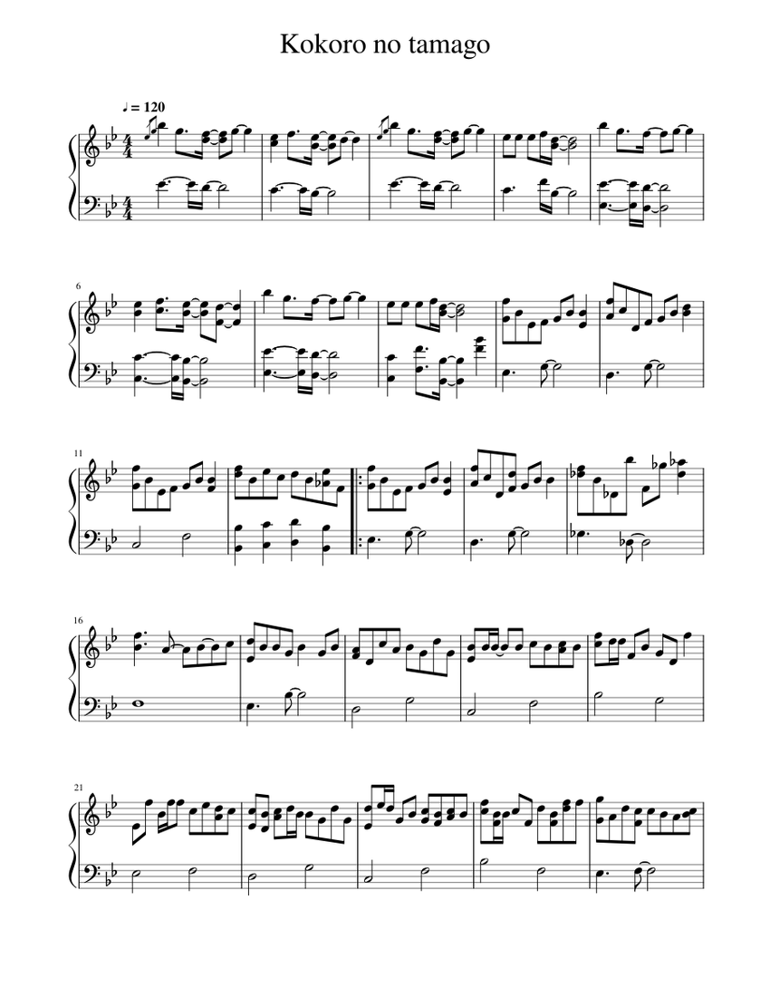 Kokoro no tamago Sheet Music for Piano (Solo) | MuseScore.com