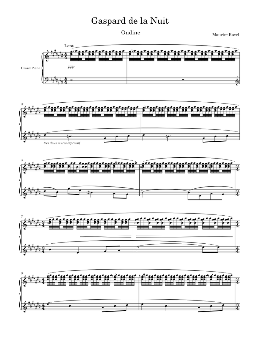 Gaspard de la Nuit: Ondine – Maurice Ravel Sheet music for Piano (Solo) | Musescore.com