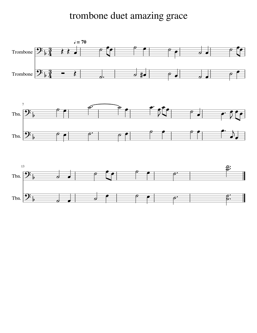 trombone_duet_amazing_grace Sheet Music for Trombone (Brass Duet ...