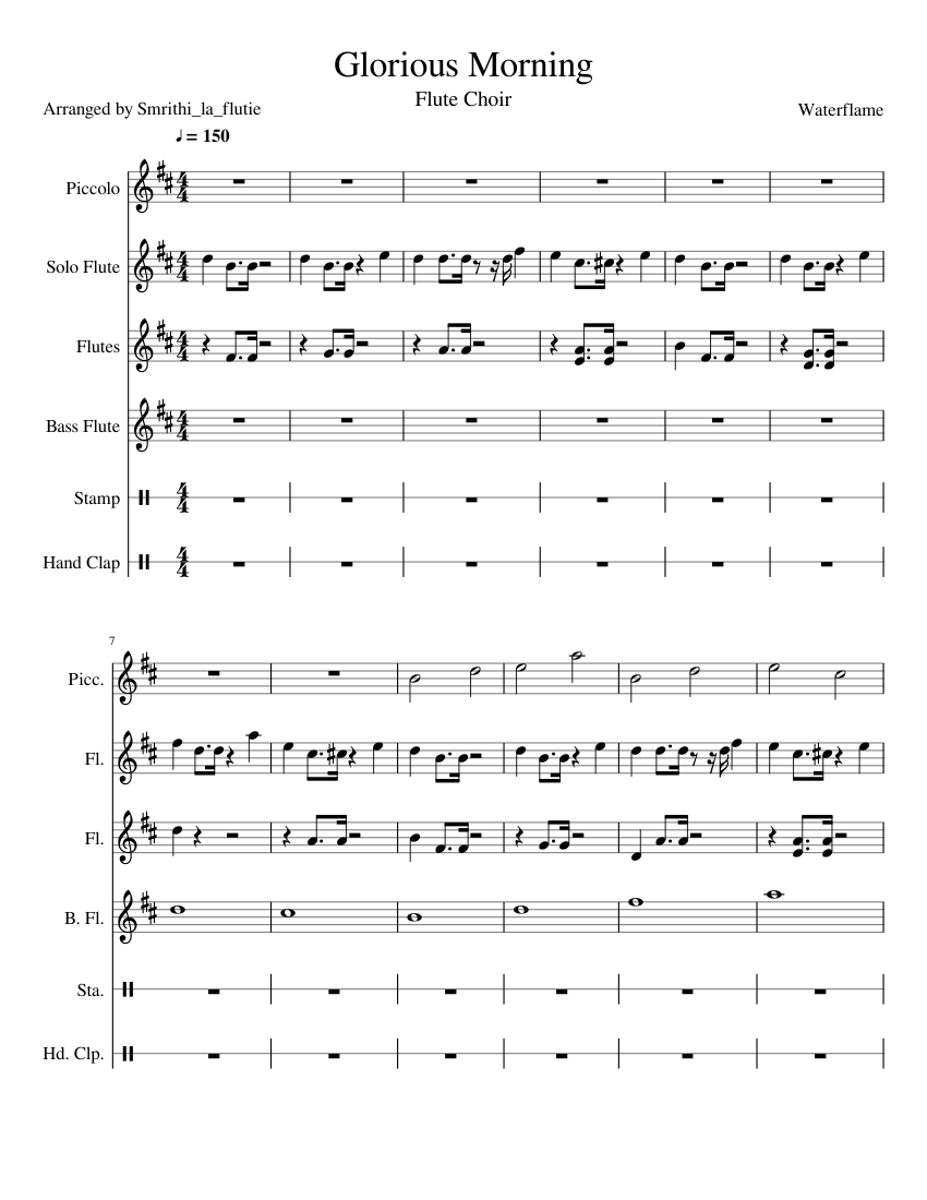 Glorious Morning- Flute Choir Arrangement Sheet Music for Flute piccolo ...