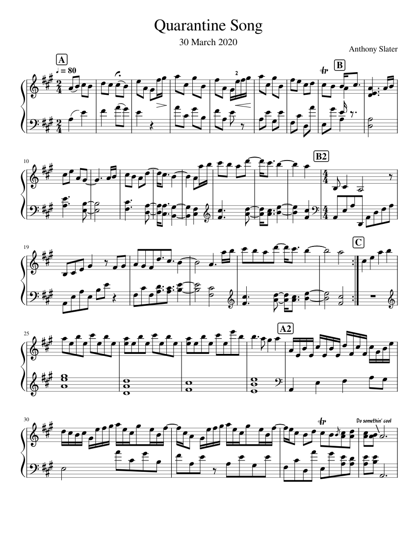 Quarantine Song Sheet music for Piano (Solo) | Musescore.com