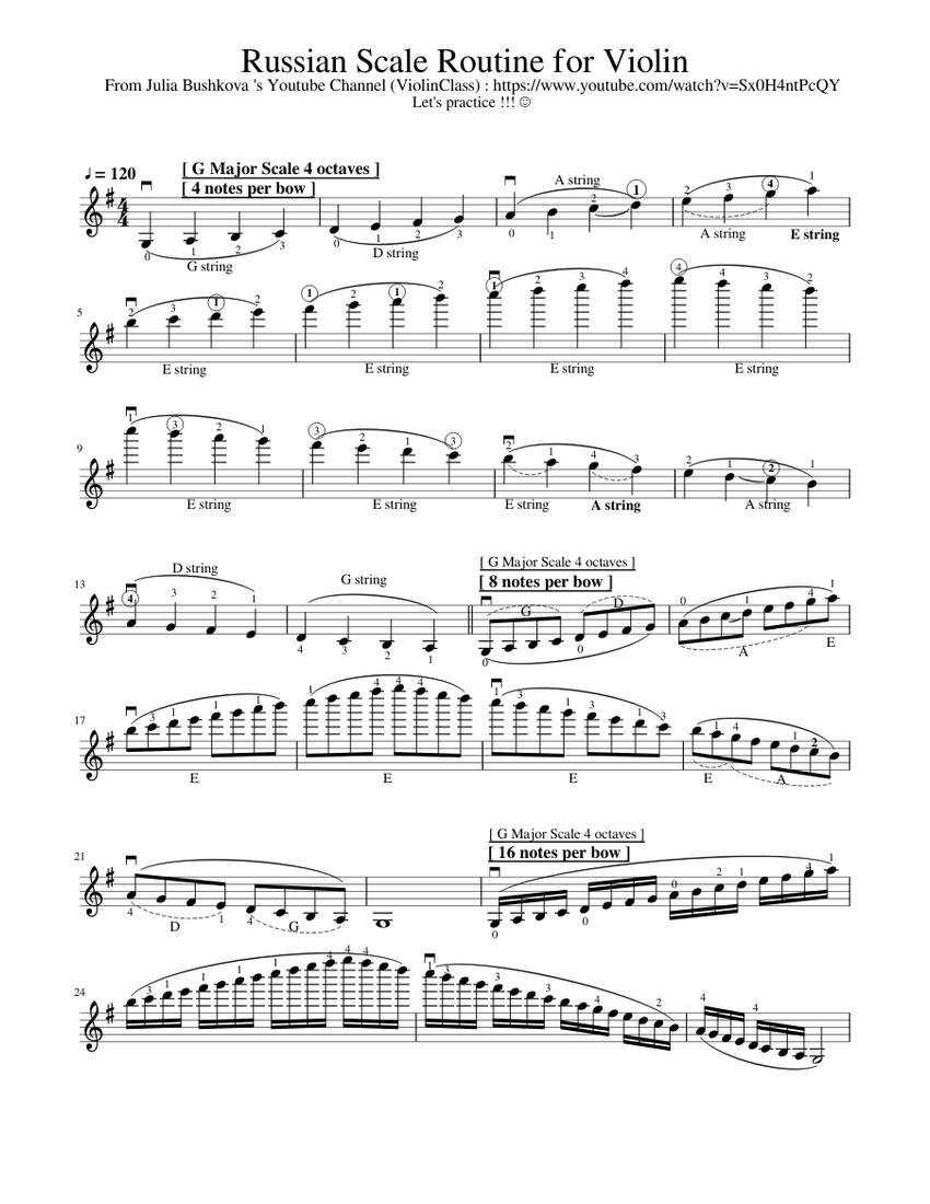 Russian Scale Routine for Violin - From Julia Bushkova Youtube channel ...