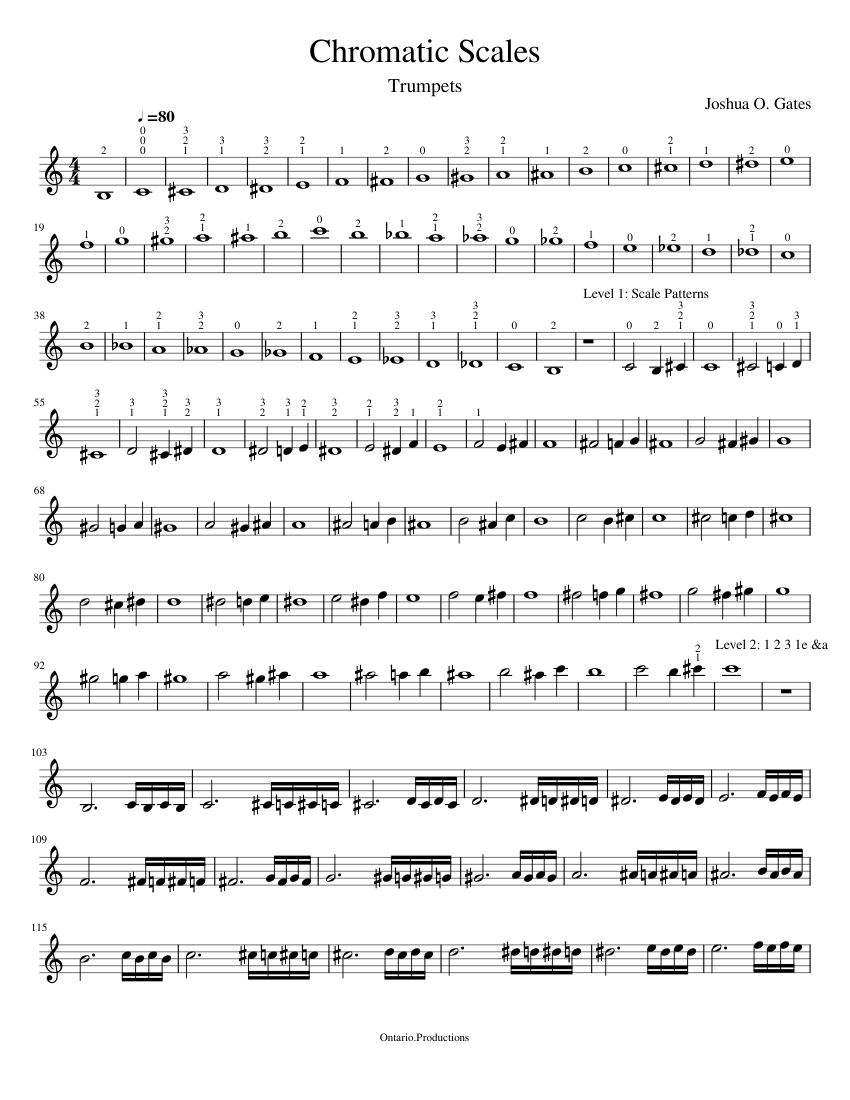 Trumpet Chromatic Scale Sheet Music for Trumpet in b-flat (Solo ...