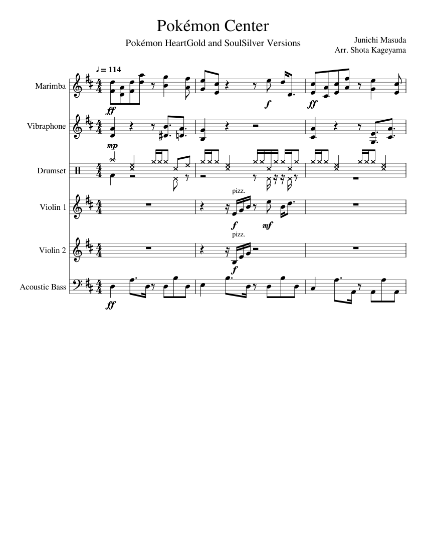 Pokémon Center - Pokémon HeartGold and SoulSilver Versions Sheet music ...