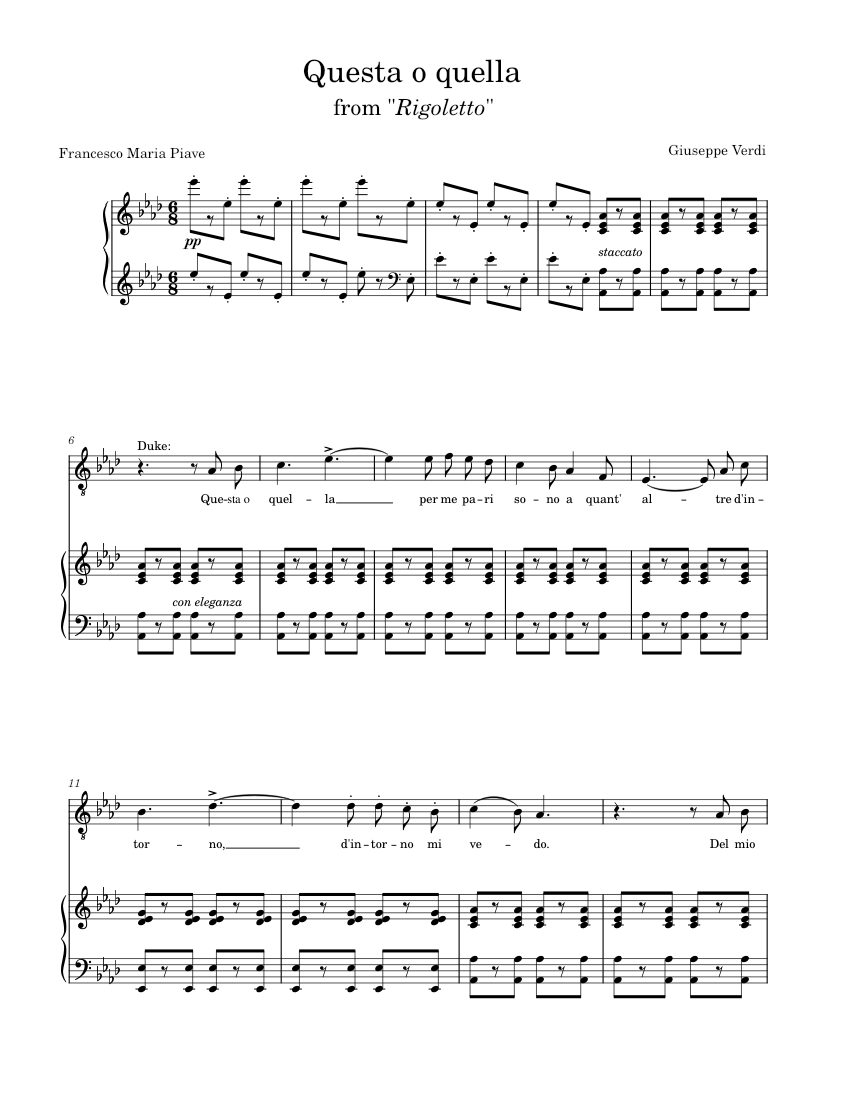 Questa o quella from "Rigoletto" Sheet music for Piano, Viola (Solo ...
