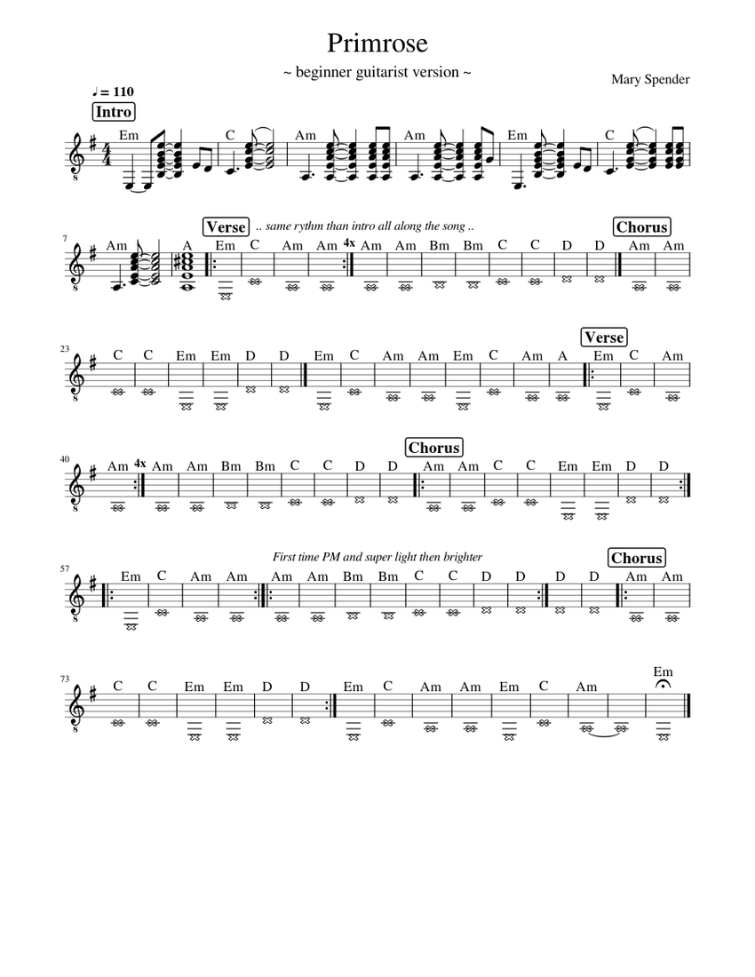 Primrose Sheet music for Guitar (Solo) | Musescore.com