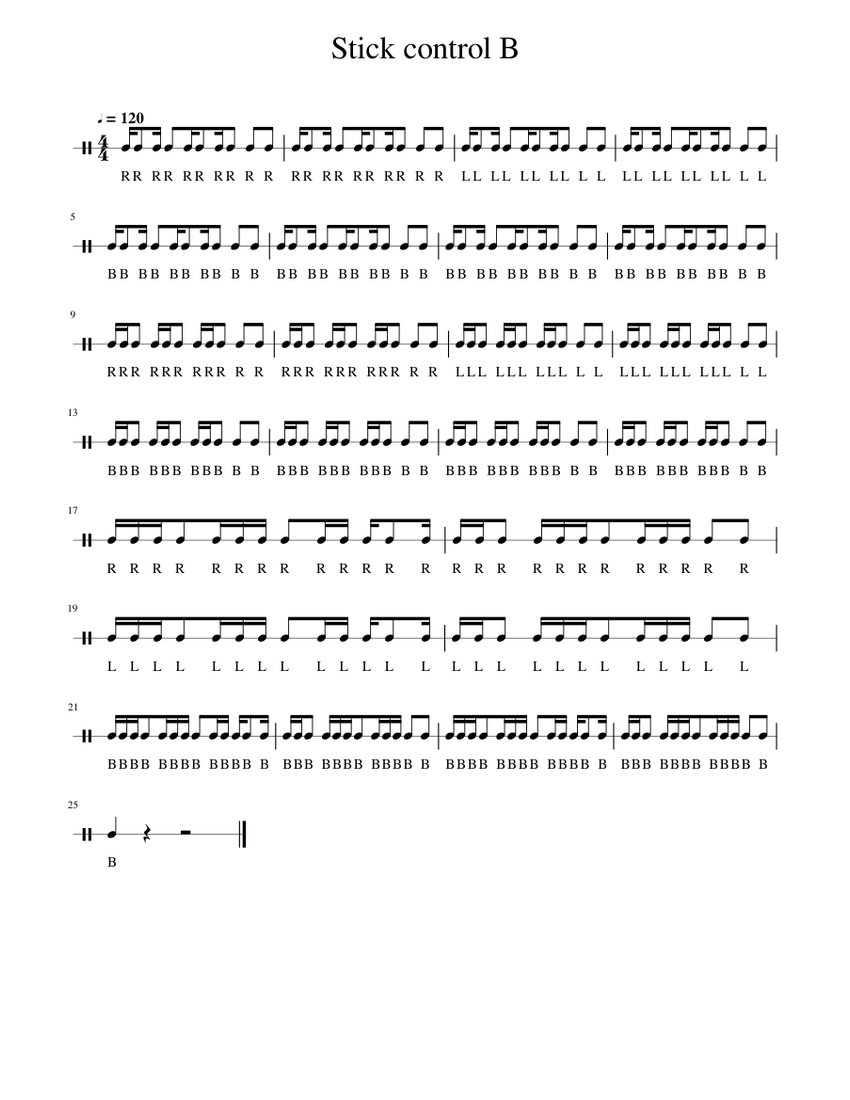 Stick_control_B Sheet music for Snare drum (Solo) | Musescore.com