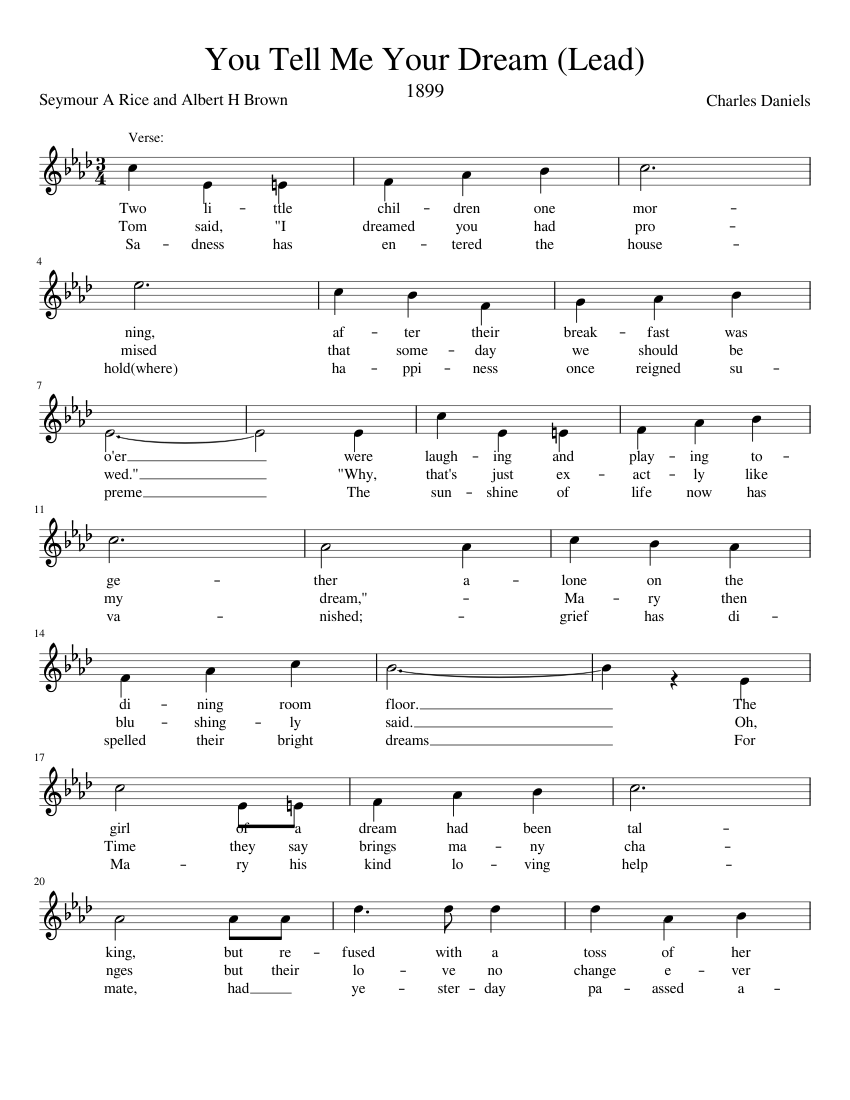 You Tell Me Your Dream Lead Sheet music for Piano (A Capella) Easy ...