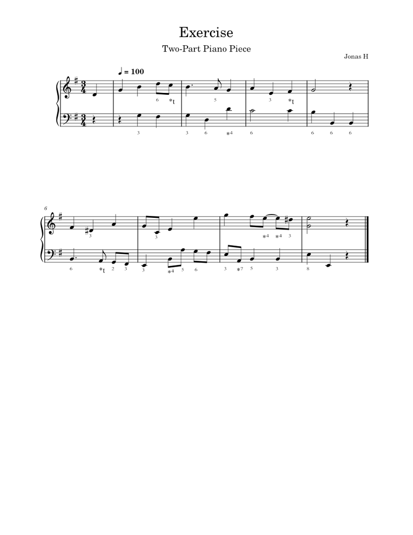 Exercise Sheet Music with Chords for Piano (Solo) Easy | MuseScore.com