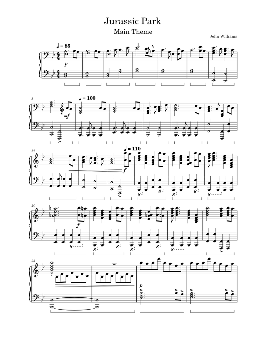 Jurassic Park – John Williams Sheet music for Piano (Solo) | Musescore.com