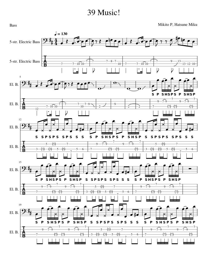 39 Music! Sheet Music and Tab for Bass guitar (Solo) | MuseScore.com
