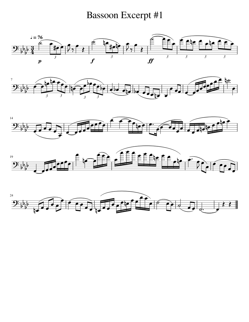 Bassoon Excerpt #1 Sheet music for Bassoon (Solo) | Musescore.com